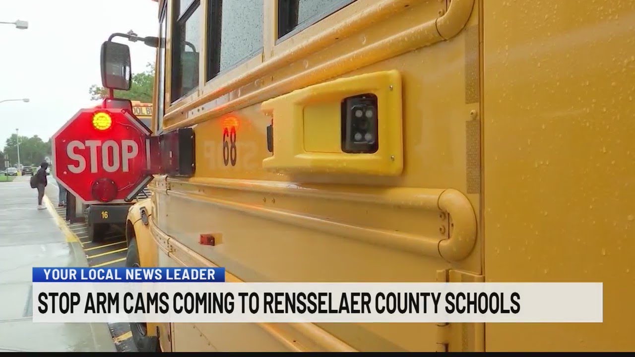 Rensselaer County stop arm cameras installed - YouTube