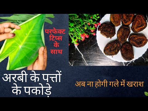 Patra Recipe in Hindi | Arbi ke patte ke Pakode | Colocassia Leaf Roll ...