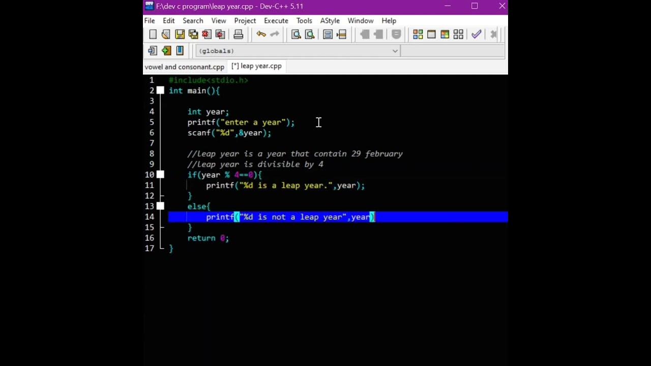 leap year in c #coding #codingshortvideo #clanguage #shorts - YouTube