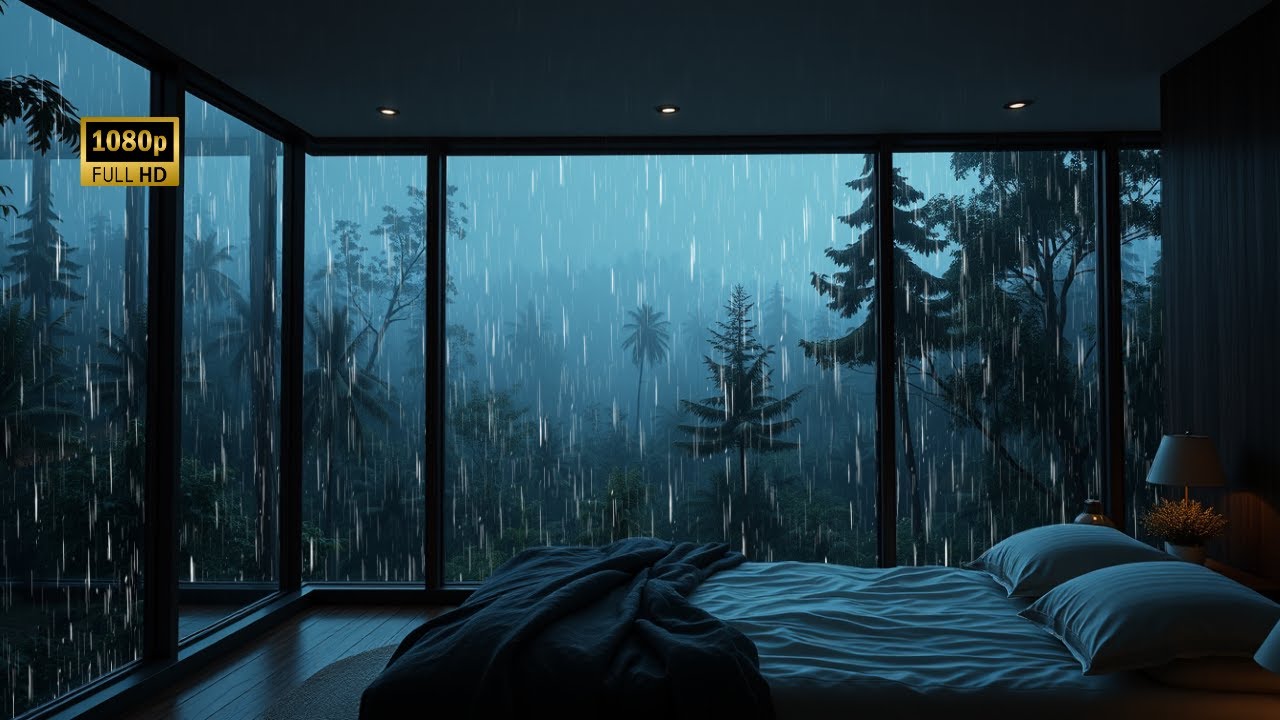 Cozy Room with Relaxing Rain, Chill Piano, and Forest Views for Restful ...