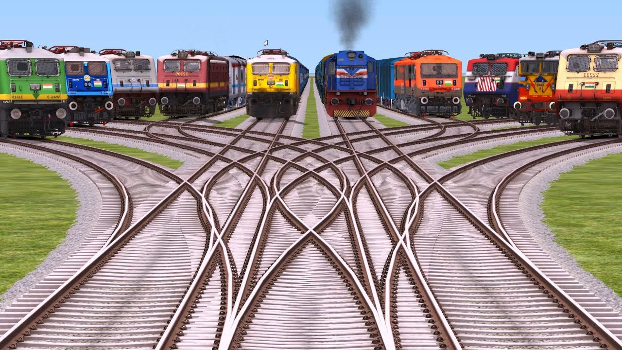 9 Realstic Railgadi Passing By Curved‼️ Branched Tracks | indian ...