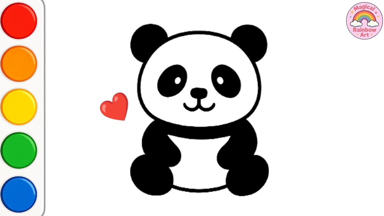 How to Draw Cute Panda Bear for kids | Easy Step by Step Drawing and ...