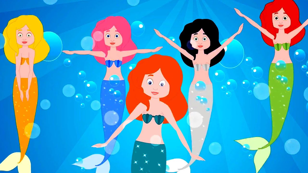 Five Little Mermaids, Counting Song and Nursery Rhymes for Kids - YouTube