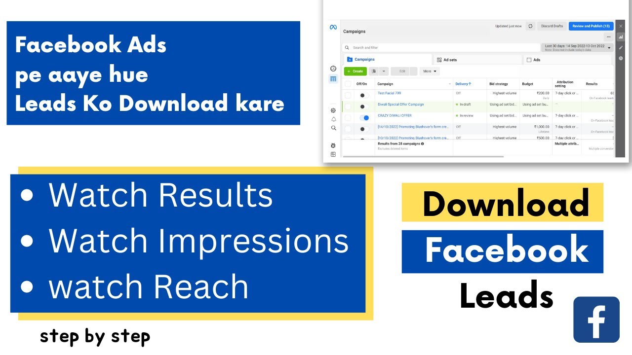 How to download leads results from facebook Ads campaign | #facebookads ...