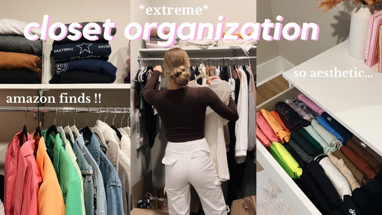 decluttering & organizing my ENTIRE closet! (so satisfying) - YouTube