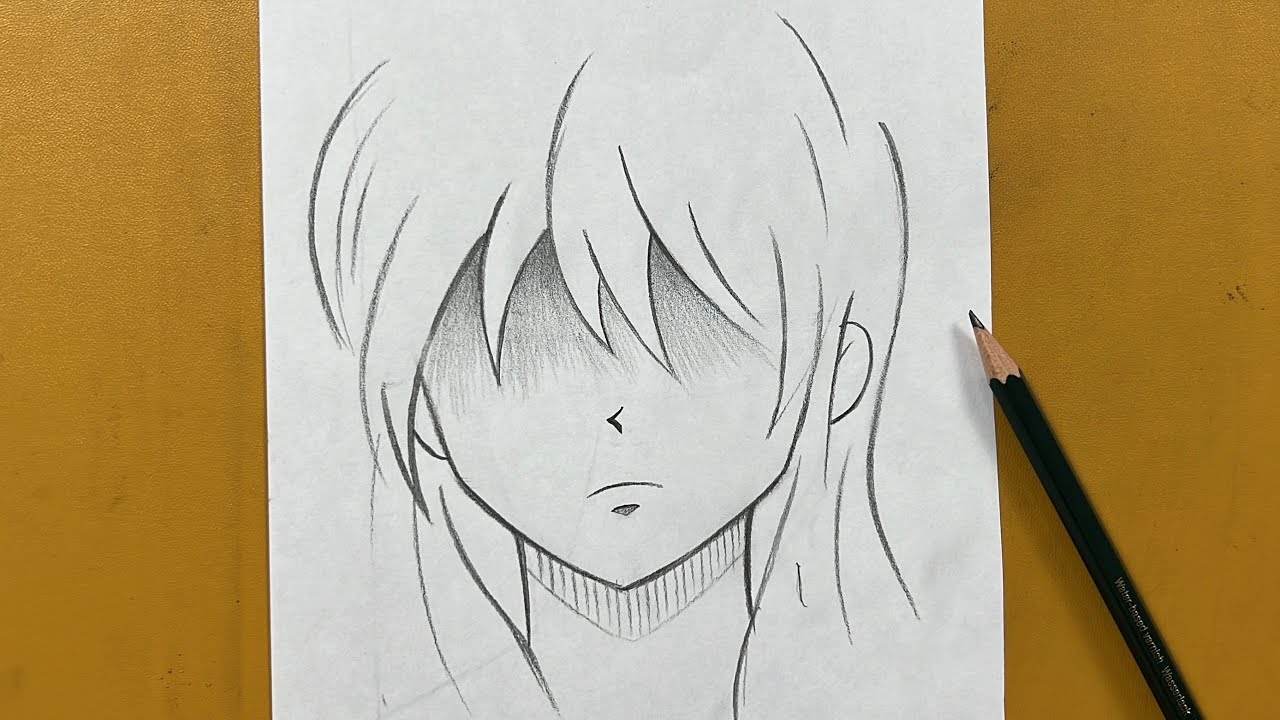 Easy anime drawing | How to draw sad anime girl step-by-step - YouTube