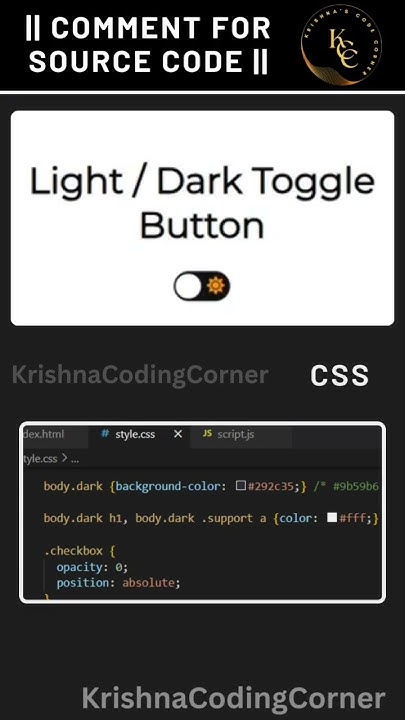 Light Dark Toggle Button Html Css Js Shorts Htmlcss Webdesign Youtube