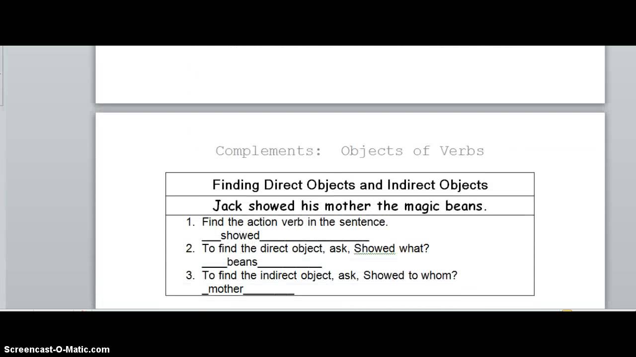 Complements: Direct and Indirect objects - YouTube