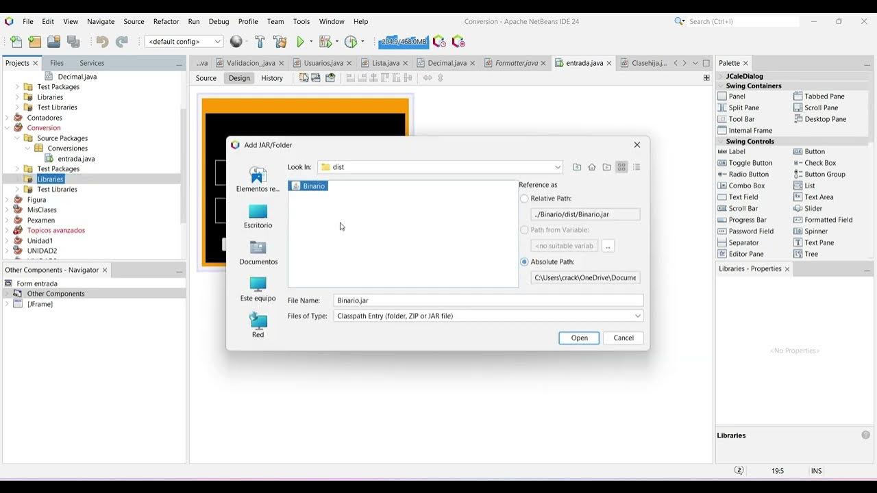 Importar una librería .jar en JFrame - YouTube