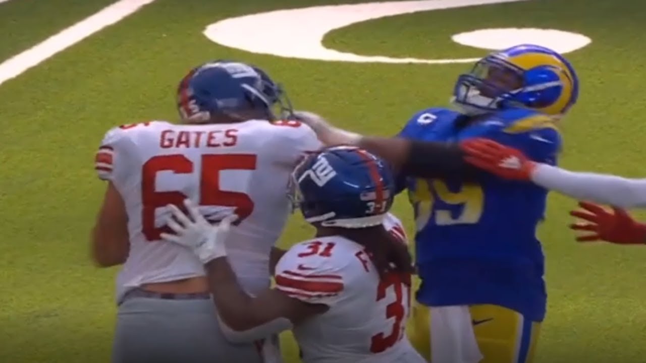 Aaron Donald FIGHT vs. Nick Gates | Giants vs. Rams | NFL Week 4 - YouTube