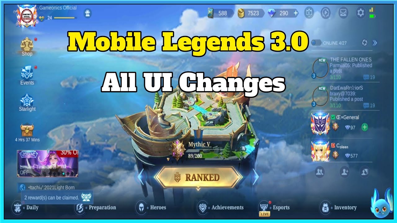 Mobile legends New UI 3.0 | Mobile legends new update | - YouTube