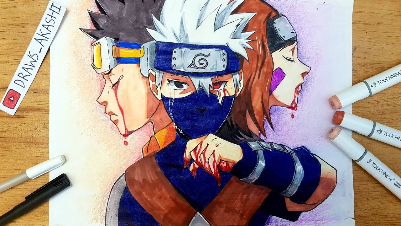 Drawing Obito,kakashi and Rin - Naruto (ナルト) - YouTube