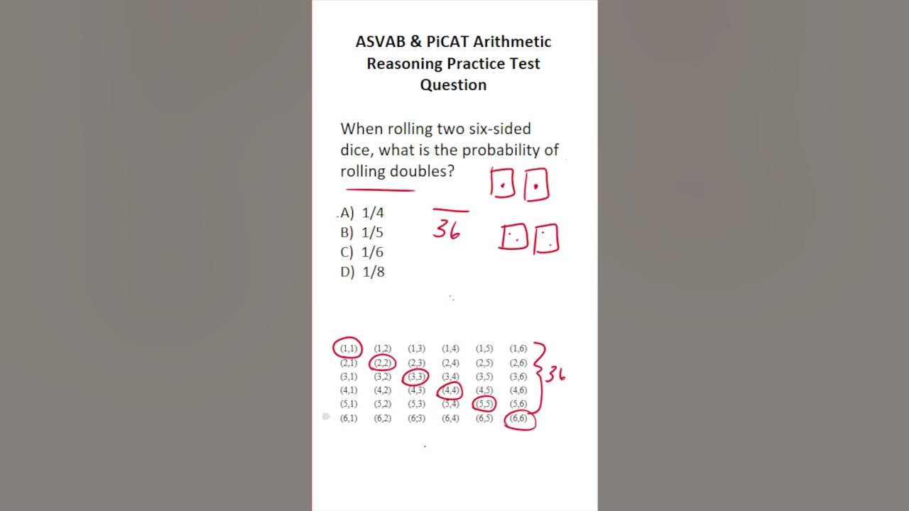 ASVAB/PiCAT Math Knowledge Practice Test Q: Probability #acetheasvab ...