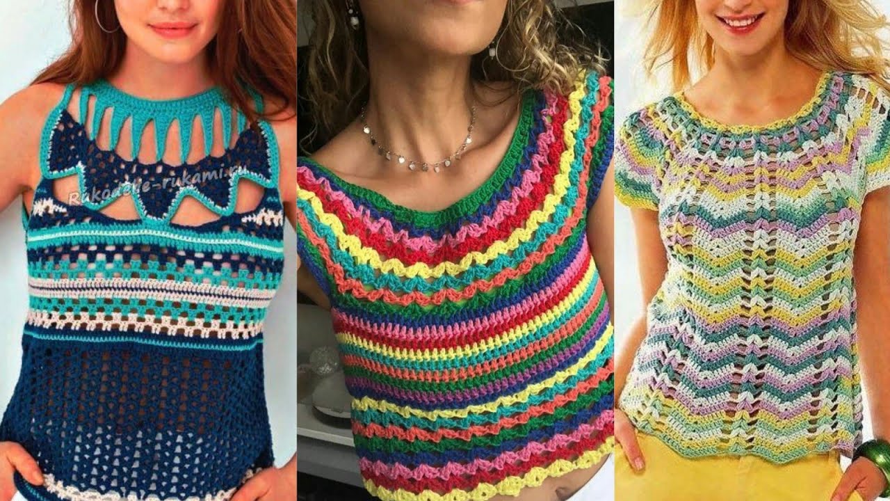 Dazzling and adorable crochet multiple thread tops/blouses for all ...