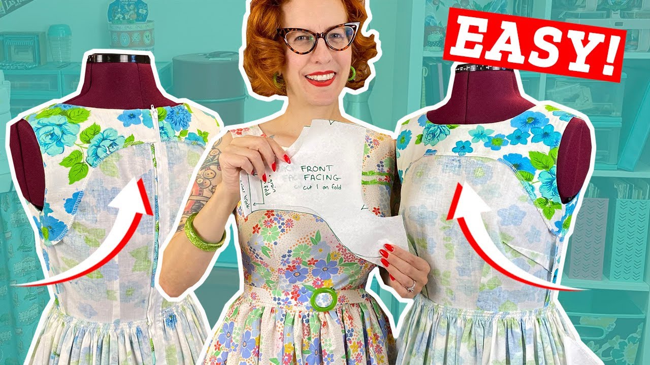 How to sew an all-in-one facing for a dress (Goodbye flipping facings ...