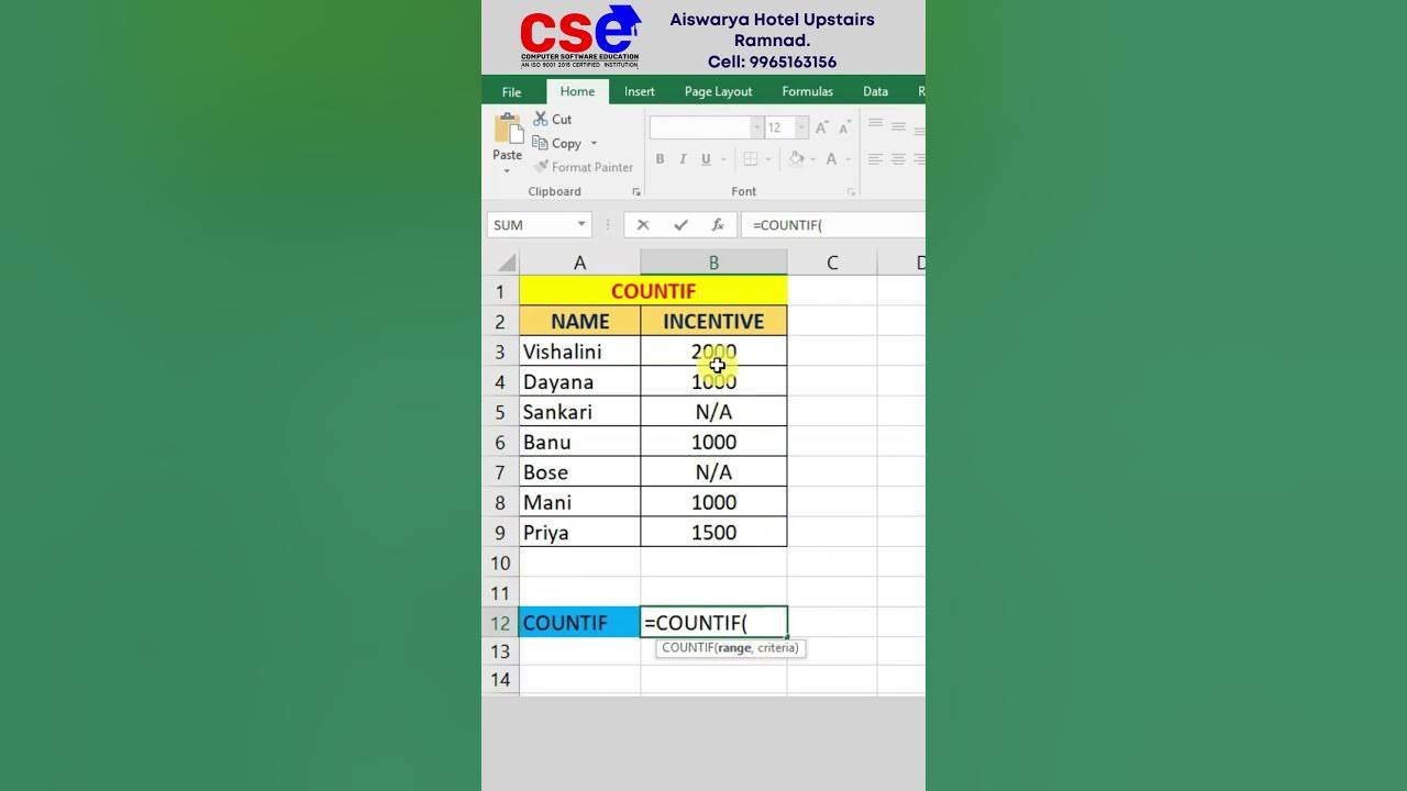 MS-Excel COUNTIF Unleashed: Excel Short for Precision in Cell Counting! 🔍📊 #shorts - YouTube