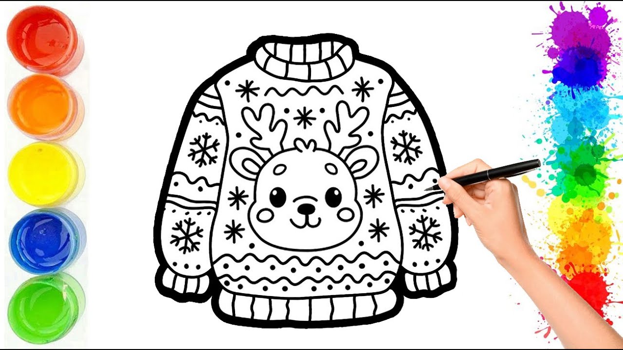 How to Draw Christmas Sweater, Hat and Gloves 🎄⛄🎅💗💚 - YouTube