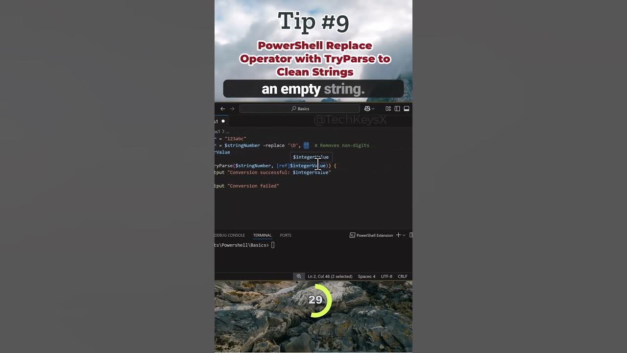 PowerShell Replace Operator with TryParse to clean Strings Tip #9 - YouTube