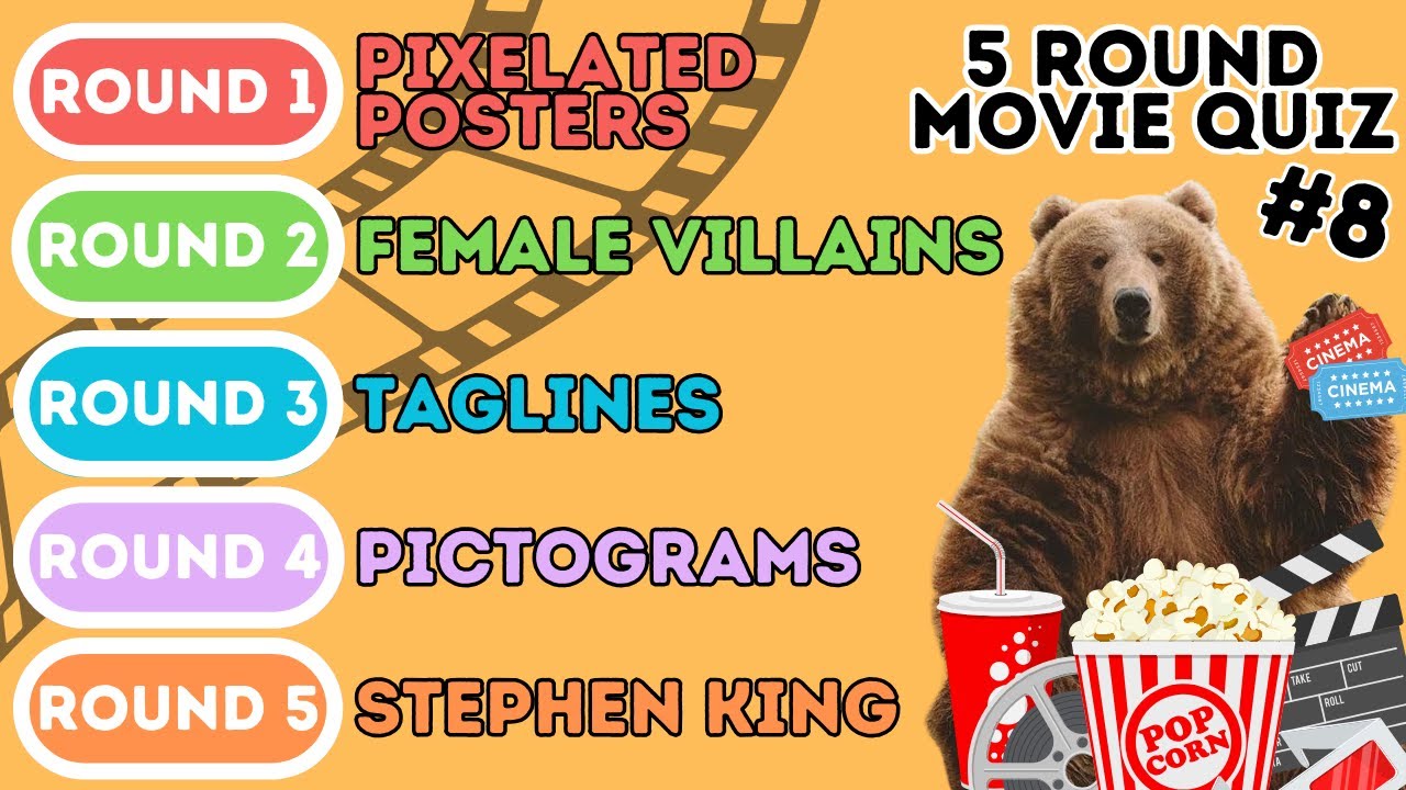 The 5 Round Movie Quiz | Film Posters, Villains, Tag Lines, Pictogram ...