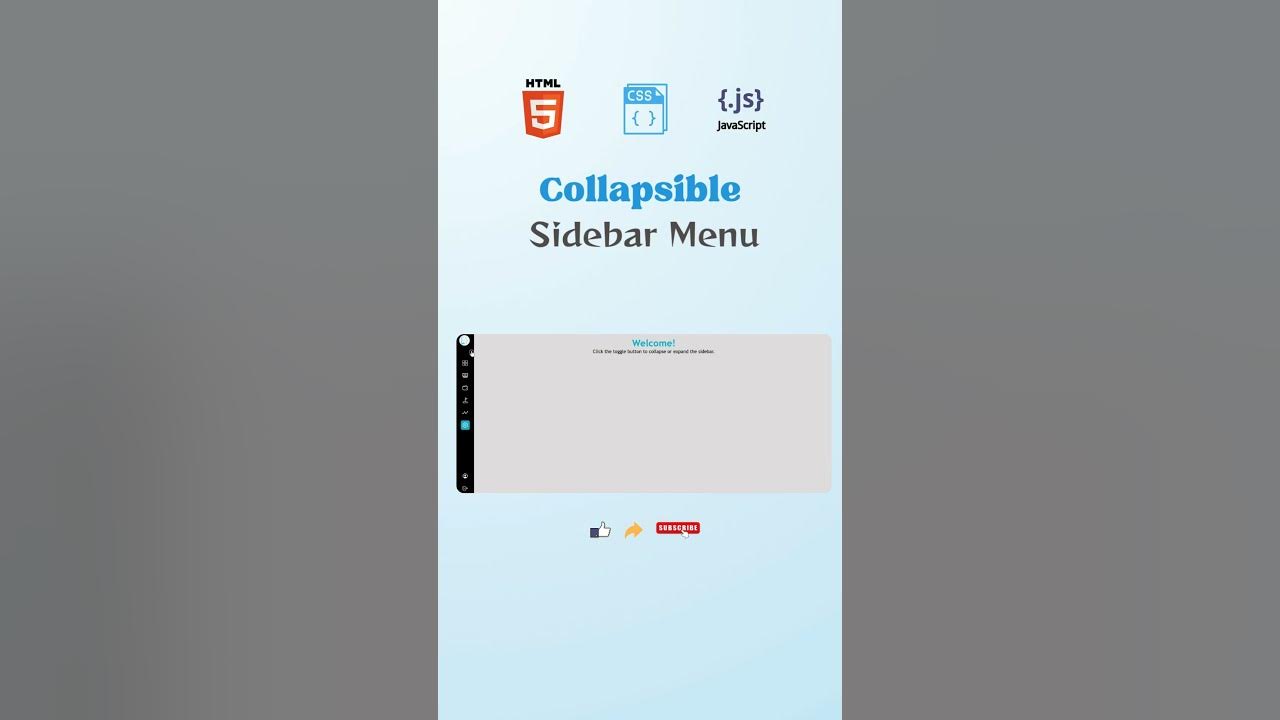 Cool COLLAPSIBLE Sidebar Menu with HTML and CSS #frontenddevelopment #creative - YouTube