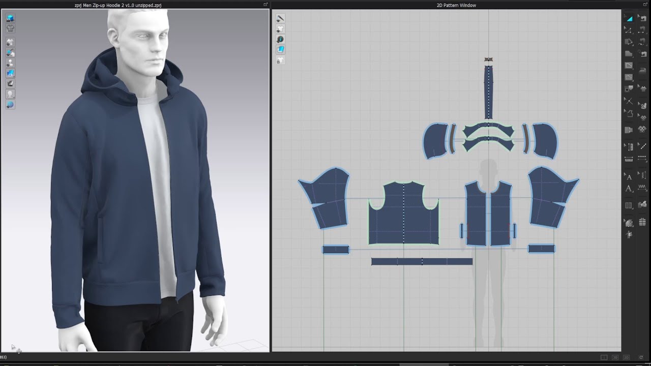 Drafting Men Zip-up Hoodie, Marvelous Designer, Clo - YouTube