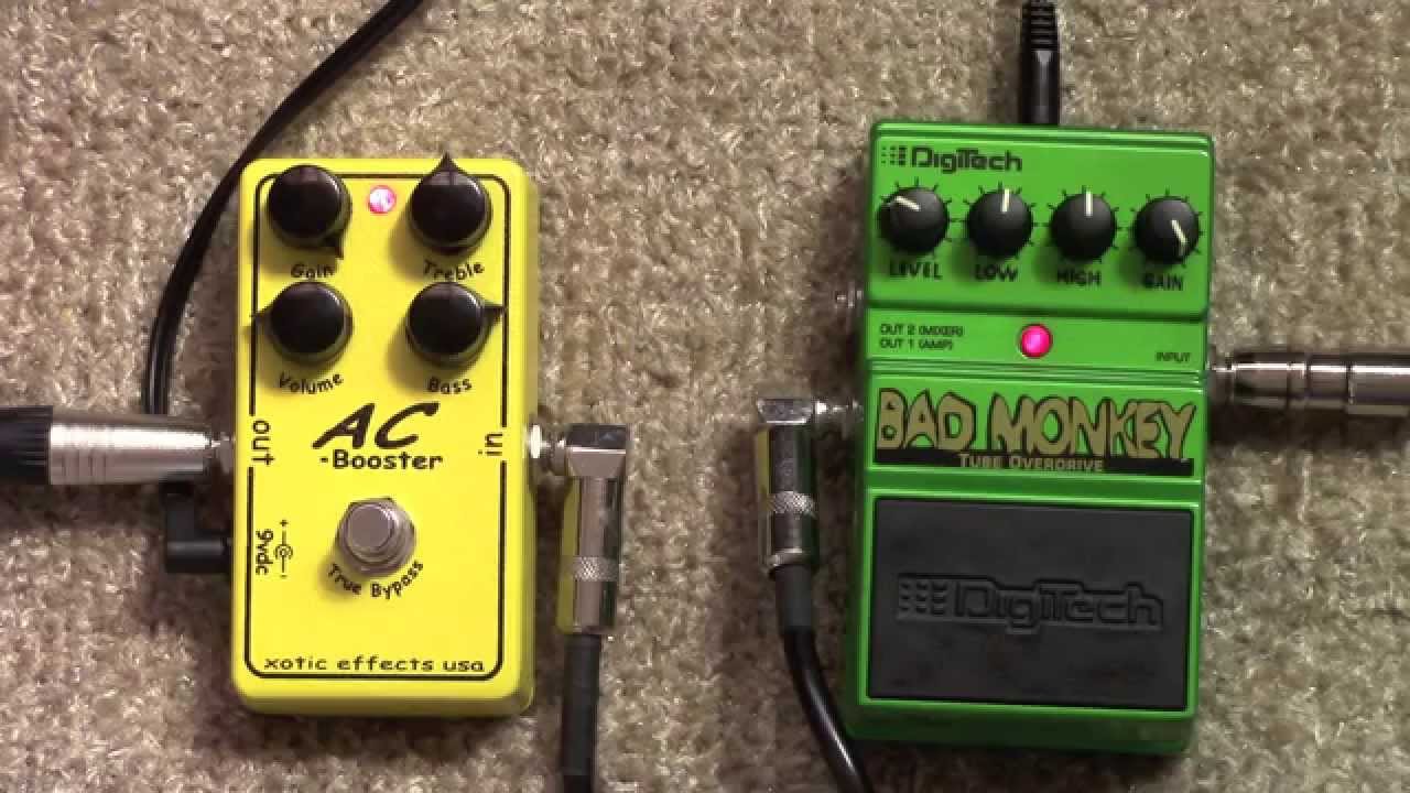 Digitech Bad Monkey Overdrive Pedal Vs Xotic Effects AC Booster - YouTube