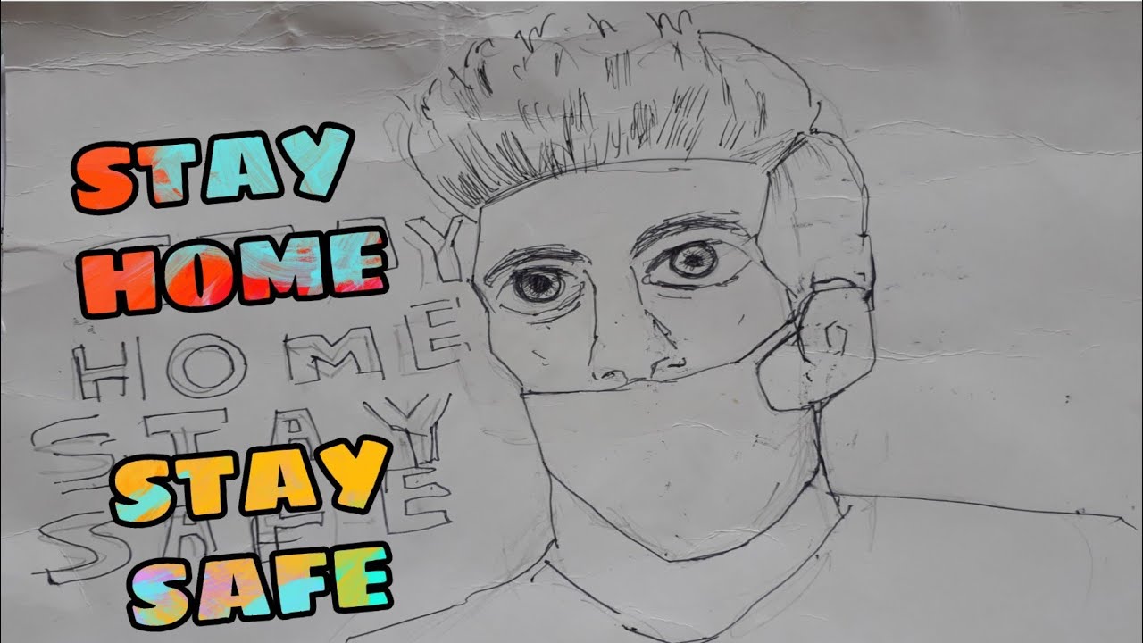 Drawing stay home stay safe poster. - YouTube