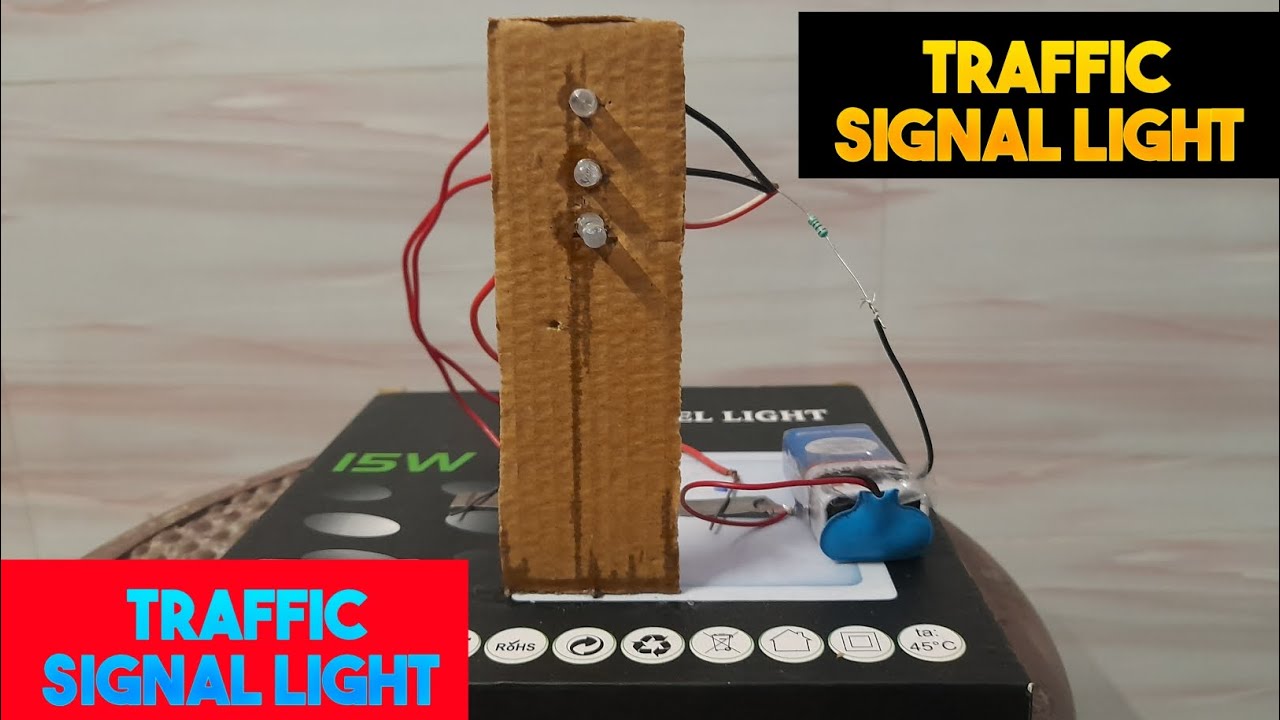 How to make traffic signal light at home || How to make led Traffic ...