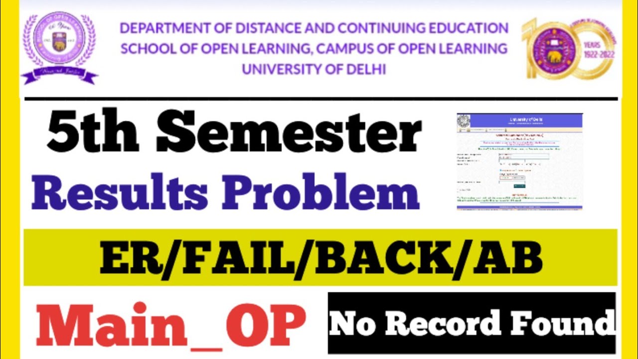 DU SOL 5th Semester Results Problem ER/FAIL/BACK/ABSENT & Main_OP ...