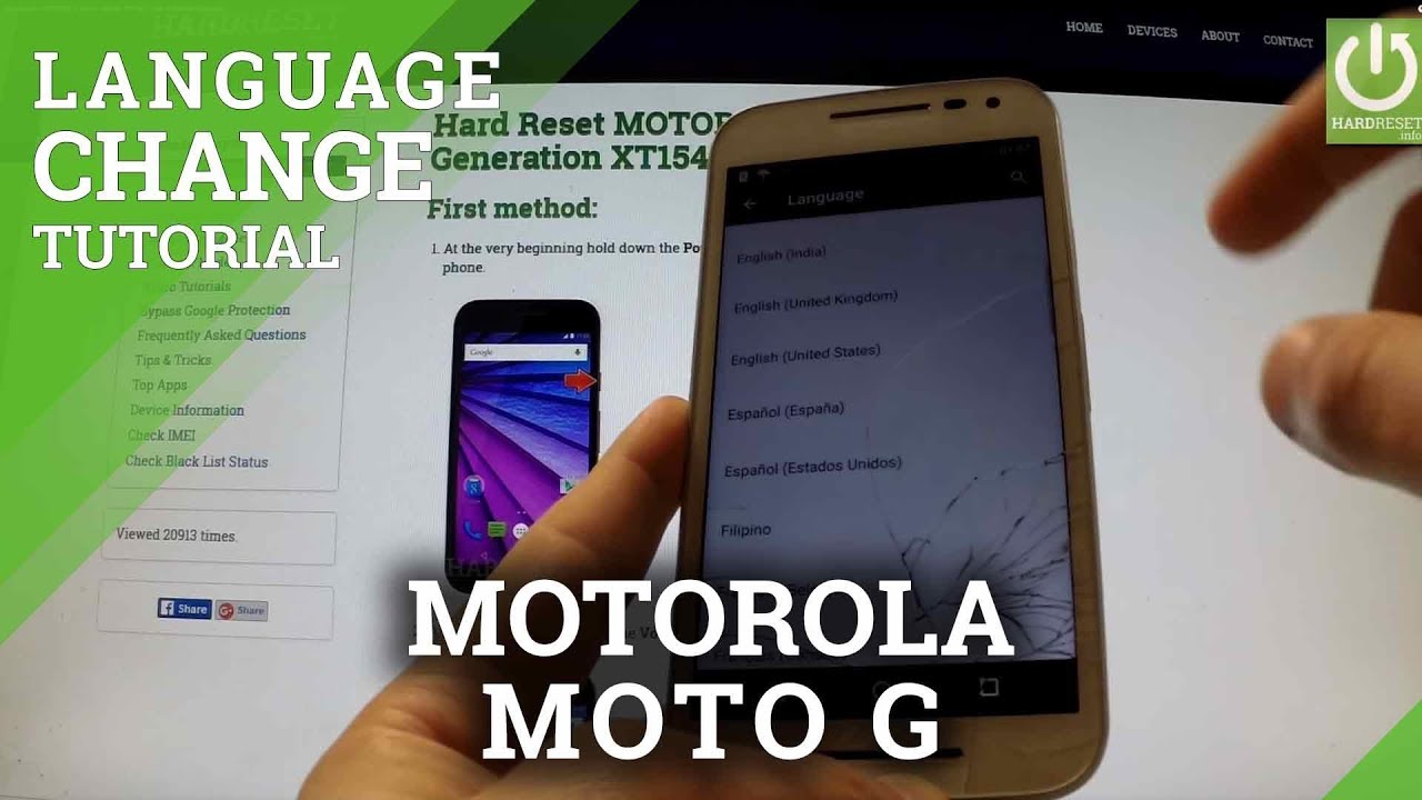 Languages in MOTOROLA Moto G 3rd Gen XT1540 - How to Change Language ...