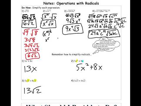 Operations with Radicals - REVIEW LESSON - YouTube