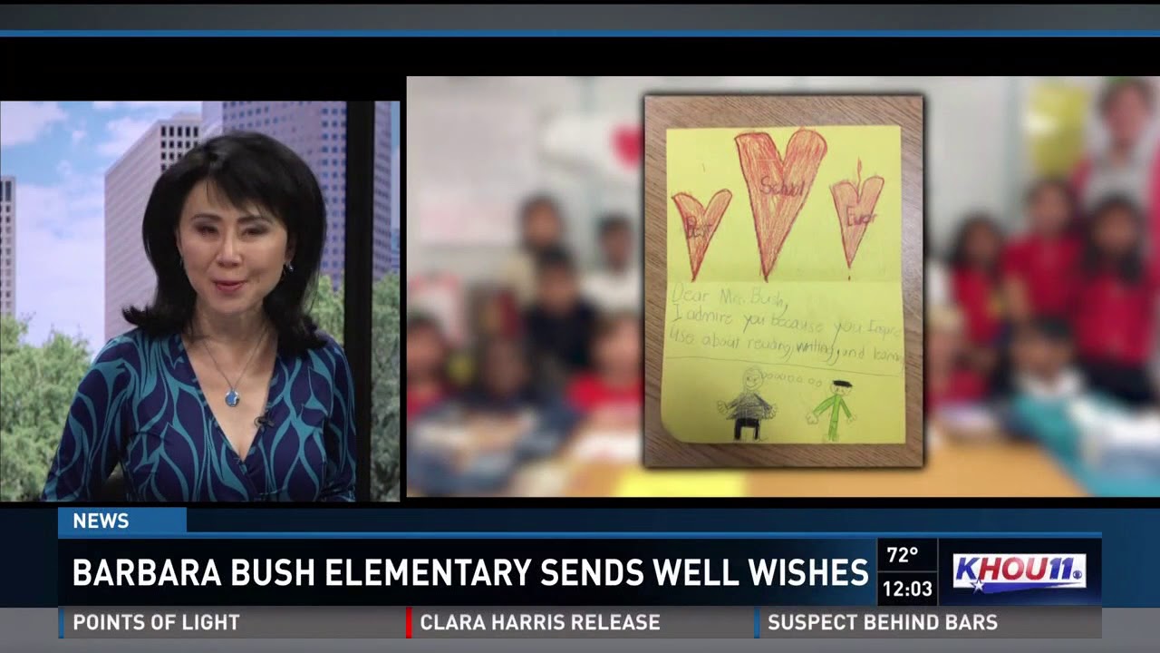 Barbara Bush Elementary send well wishes to former First Lady - YouTube