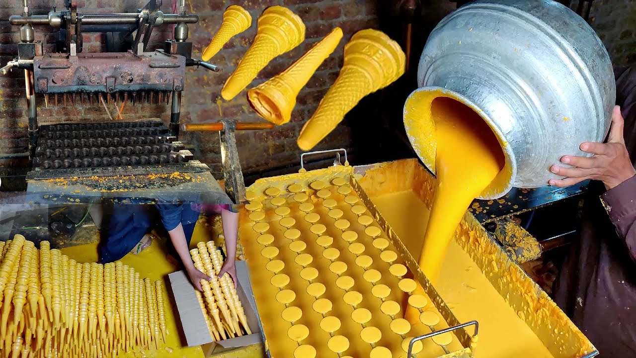 How Ice Cream Cones Make In Factory Full Process of Making - YouTube