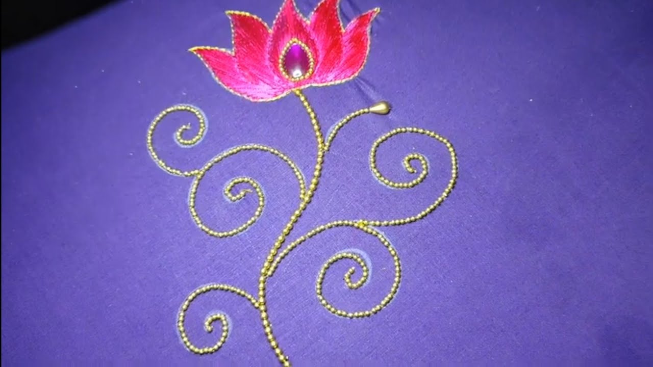 Simple Lotus motif idea.#Designcorner #lotusdesign #aariembroidery # ...