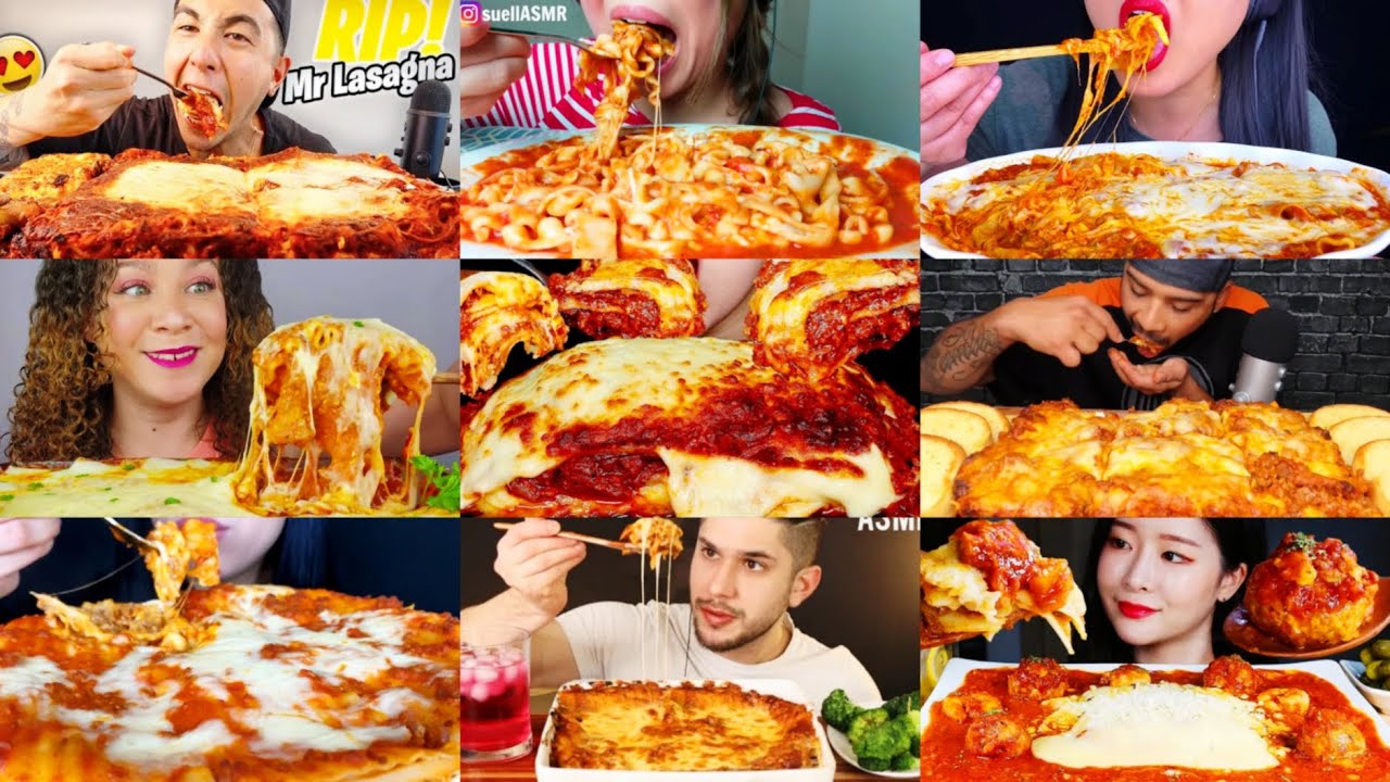 LASAGNA PASTA MUKBANG COMPILATION || CHEESE LASAGNA PASTA EATING SHOW - YouTube