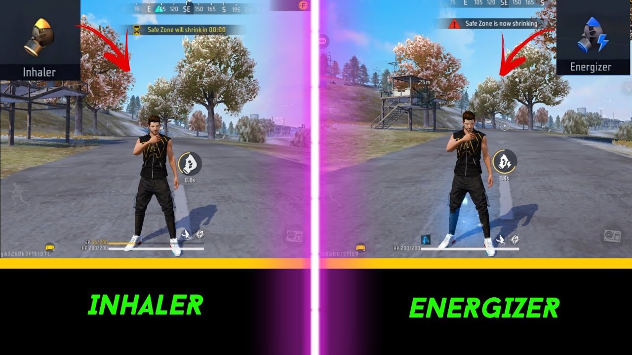 INHALER VS ENERGIZER ABILITY TEST FREE FIRE / OLD INHALER VS NEW ...