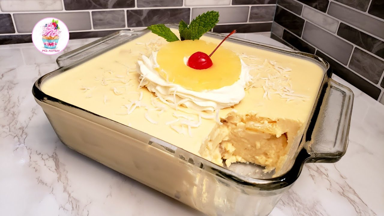 DELICIA DE PIÑA Y COCO FACIL Y DELICIOSO!!! 🤤🍍🥥 postre de piña en pocos ...