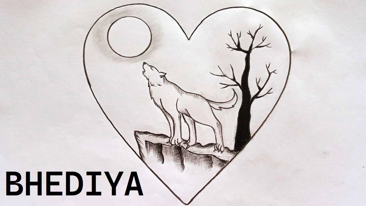 Varun Dhawan The Bhediya | Wolf in Jungle | Heart Scenery Drawing ...