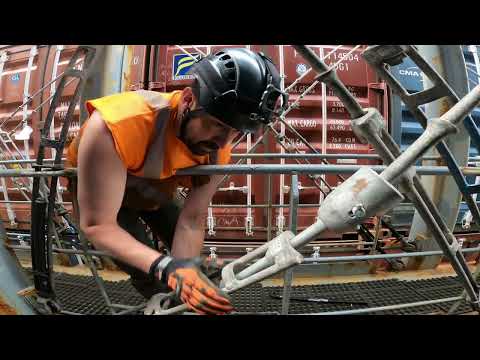 Lashing Containers - CMA CGM Lorie - Drop(Delash) - Longshore Lasher ...