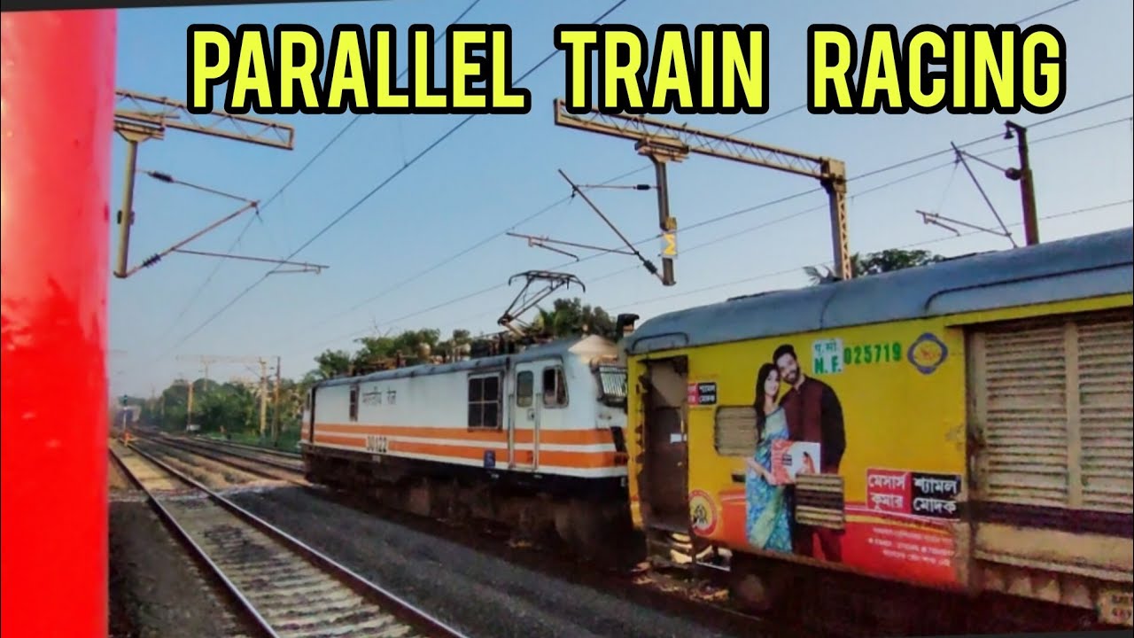 EXTREMELY PARALLEL TRAIN RACE BETWEEN LOCAL & EXPRESS TRAINS | EMU v/s ...
