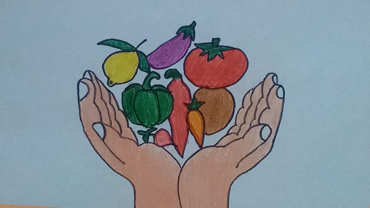 World food day Poster Drawing /World food day easy drawing /world food ...