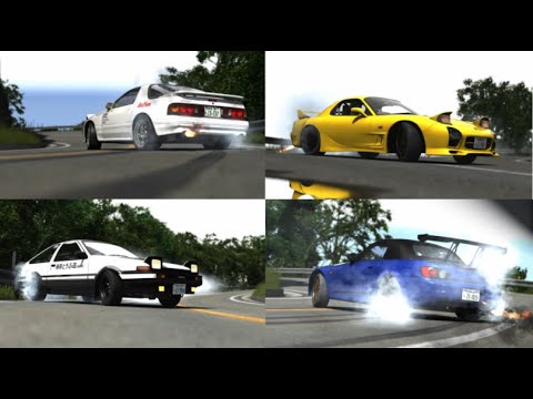 Initial D - 10 Slow Motion Drift's using FR layout Touge Legends ...