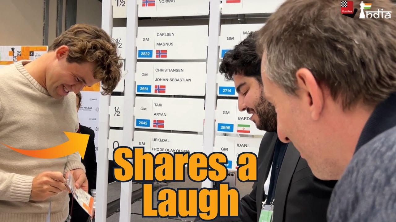 Magnus Carlsen Shares A Laugh | Iran Beats Norway | 45th Olympiad ...