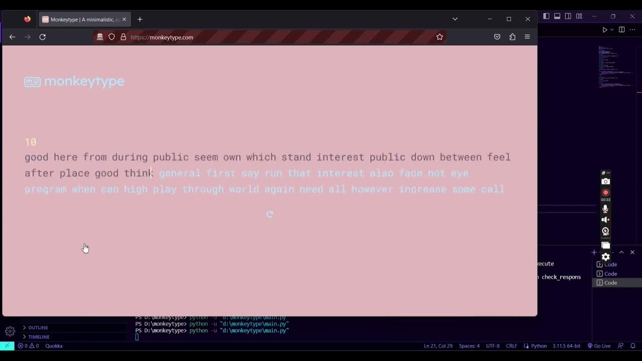 Monkeytype Test Video 2 - YouTube