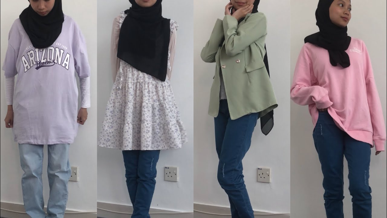 Padini Brand Outlet try on haul w/ hijab | RM15 jeans styling - YouTube