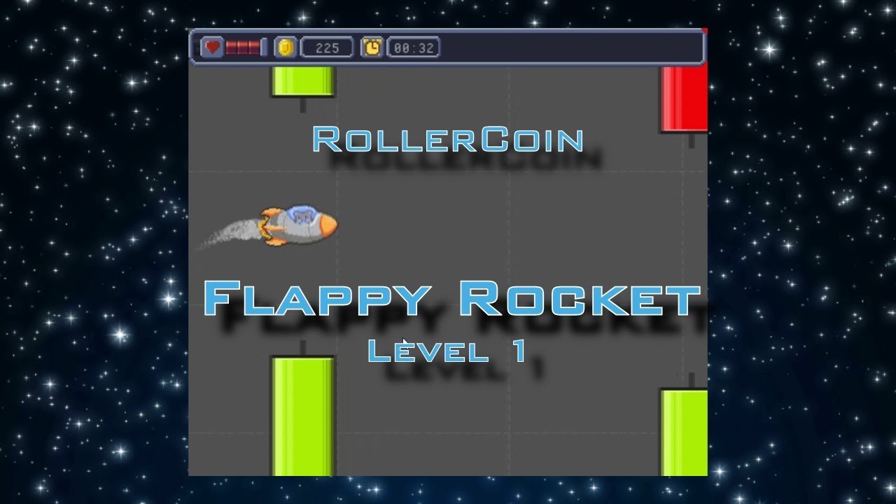 Playing RollerCoin Flappy Rocket Game (Level1 Pass1) - YouTube