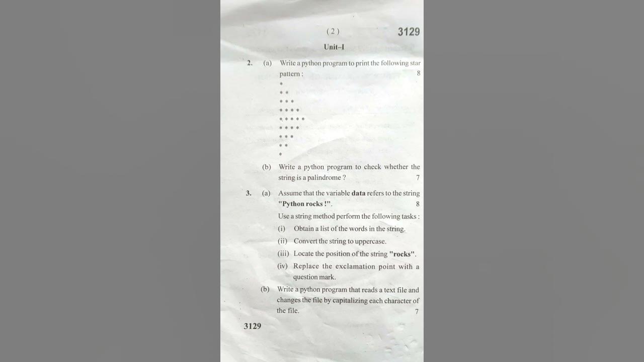 Python Programming 2024/25 Previous Year Question Paper | PCC-CSE-207-G | BTech CSE 3rd Semester ...