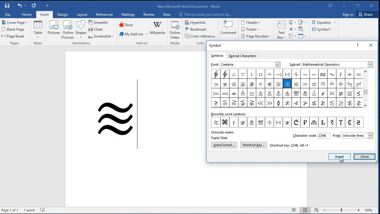 How to type triple tilde sign in Word - YouTube