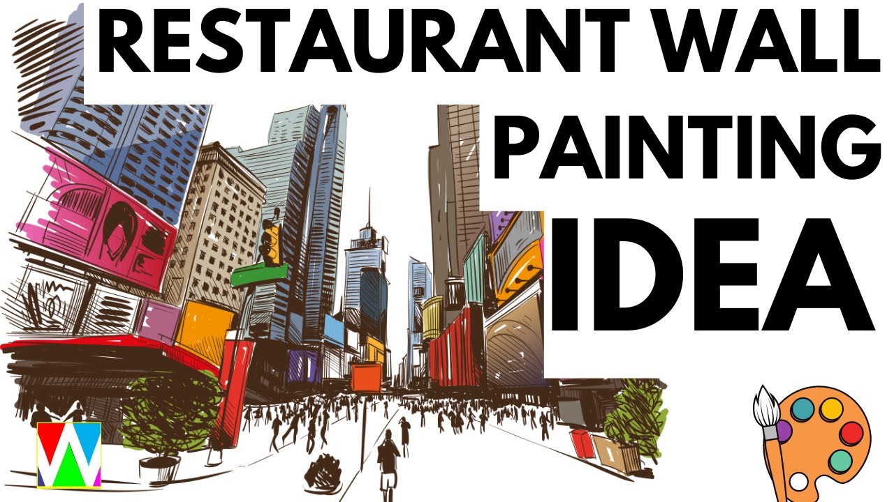Illustration Painting for Restaurant Wall Decor | Line Art Wall ...