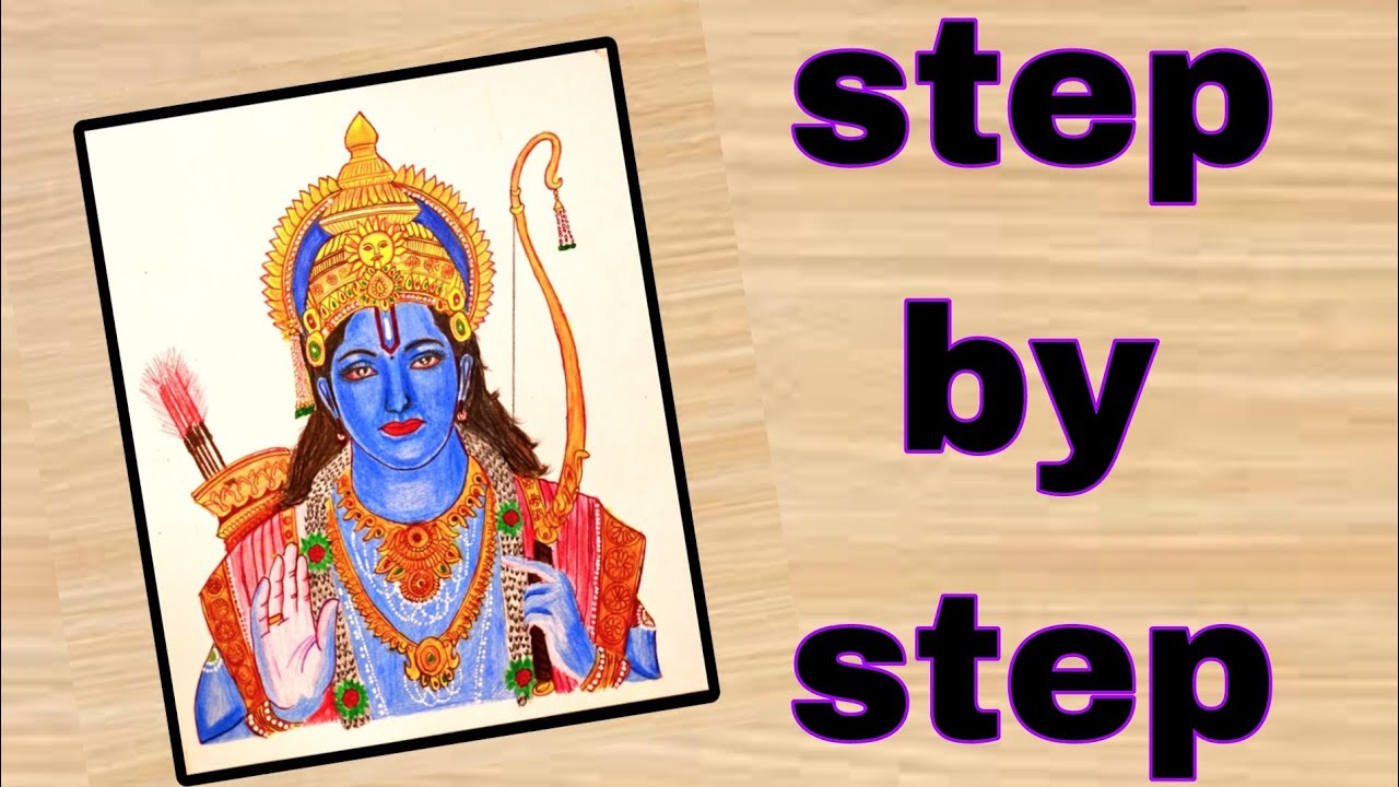How to draw Shri Ram, Easy Step by step Outline Tutorial.Easy lord ...